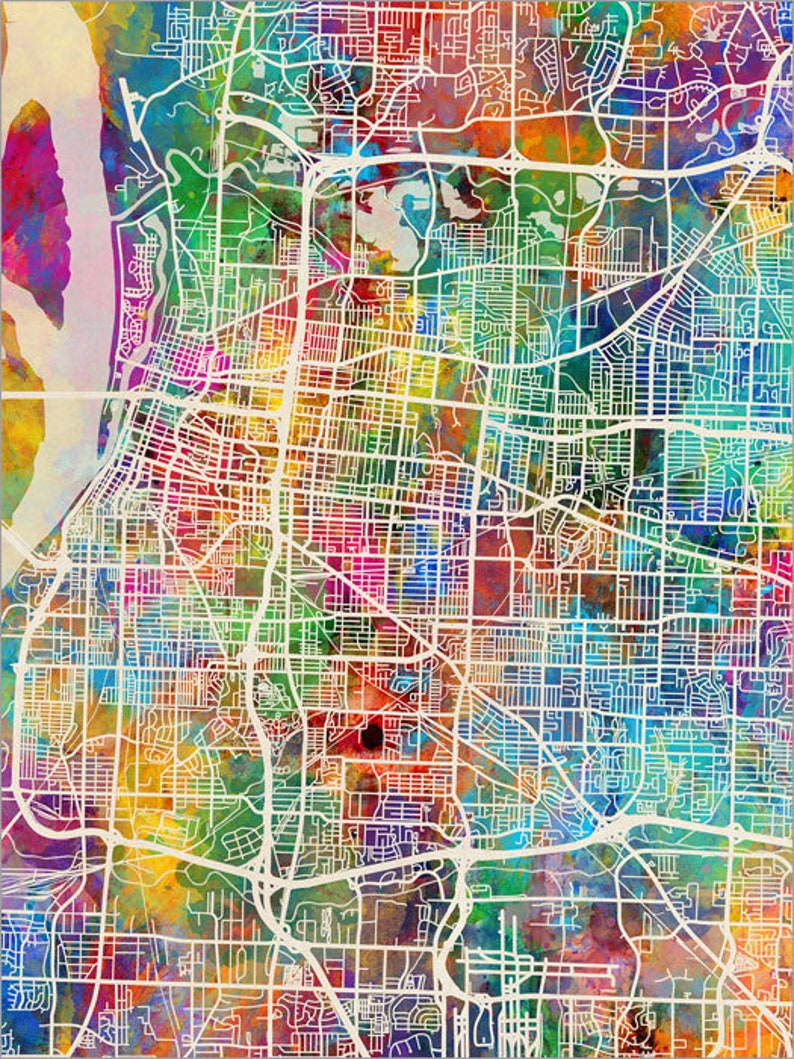 Memphis Map Memphis Tennessee Watercolor Map Painting Art | Etsy