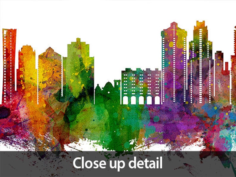 Benidorm Skyline Spain Cityscape Painting Art Print Poster CX - Etsy