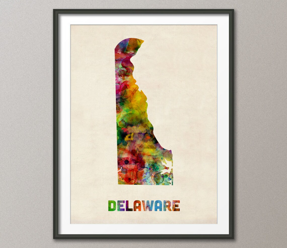 Delaware Watercolor Map USA Art Print 428 | Etsy