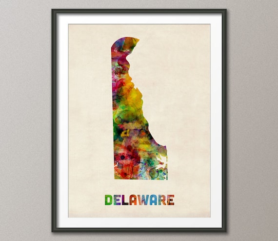 Delaware Watercolor Map USA Art Print 428 | Etsy