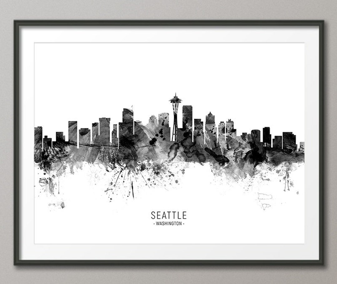 Seattle Skyline Seattle Washington Cityscape Art Print Poster - Etsy