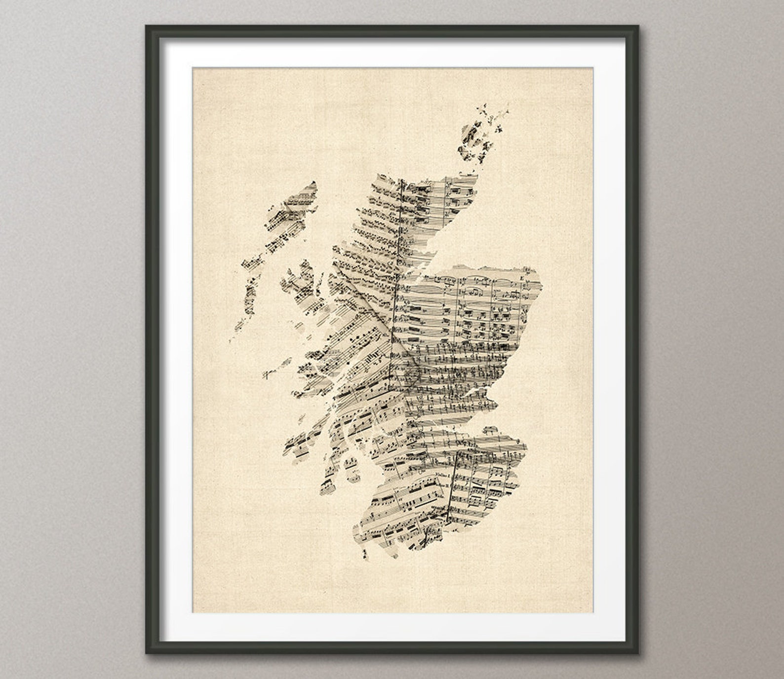 Scotland Map, Scotland Old Sheet Music Map, Art Print QX (2304) - Etsy