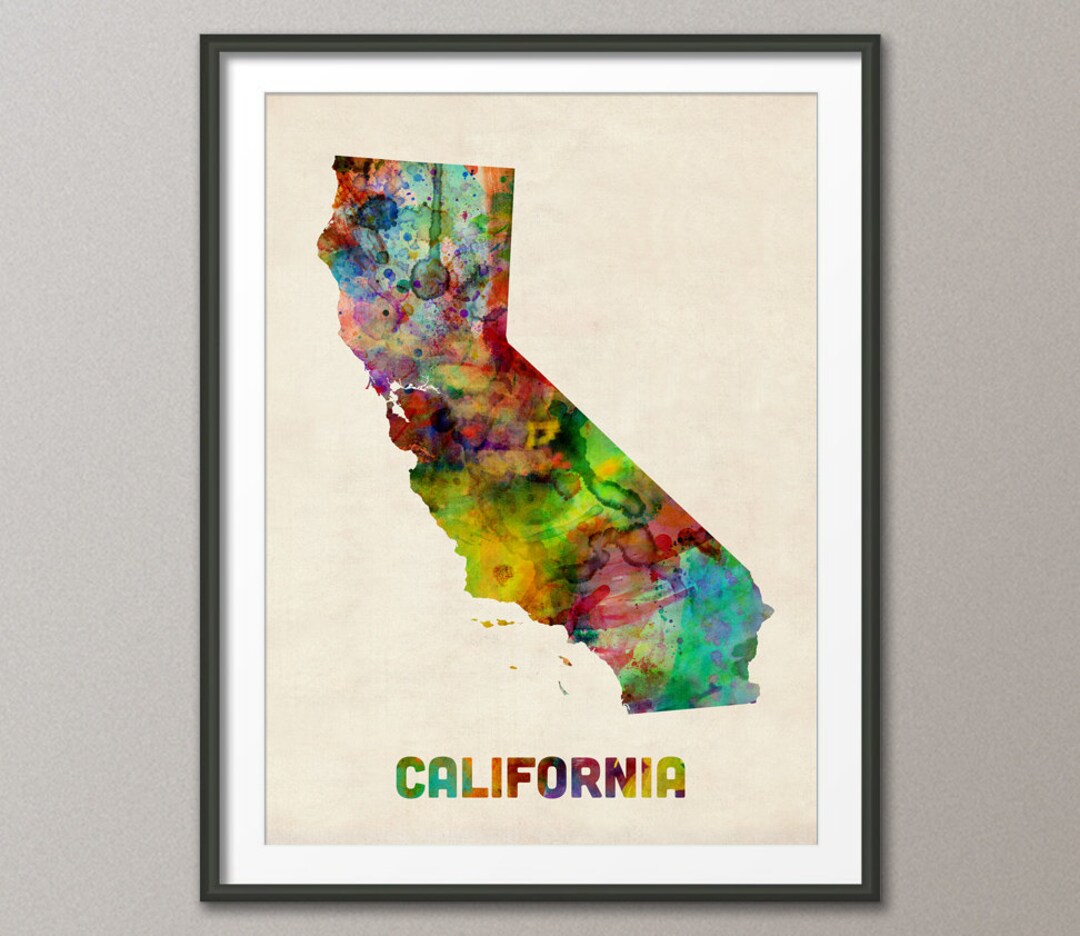 California Map USA Watercolor, Art Print JX (345) - Etsy