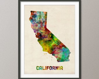 California Map USA Watercolor Art Print California Watercolor Map ...