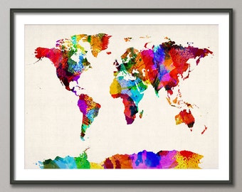 Map of the World Map Abstract Painting Art Print 778 | Etsy