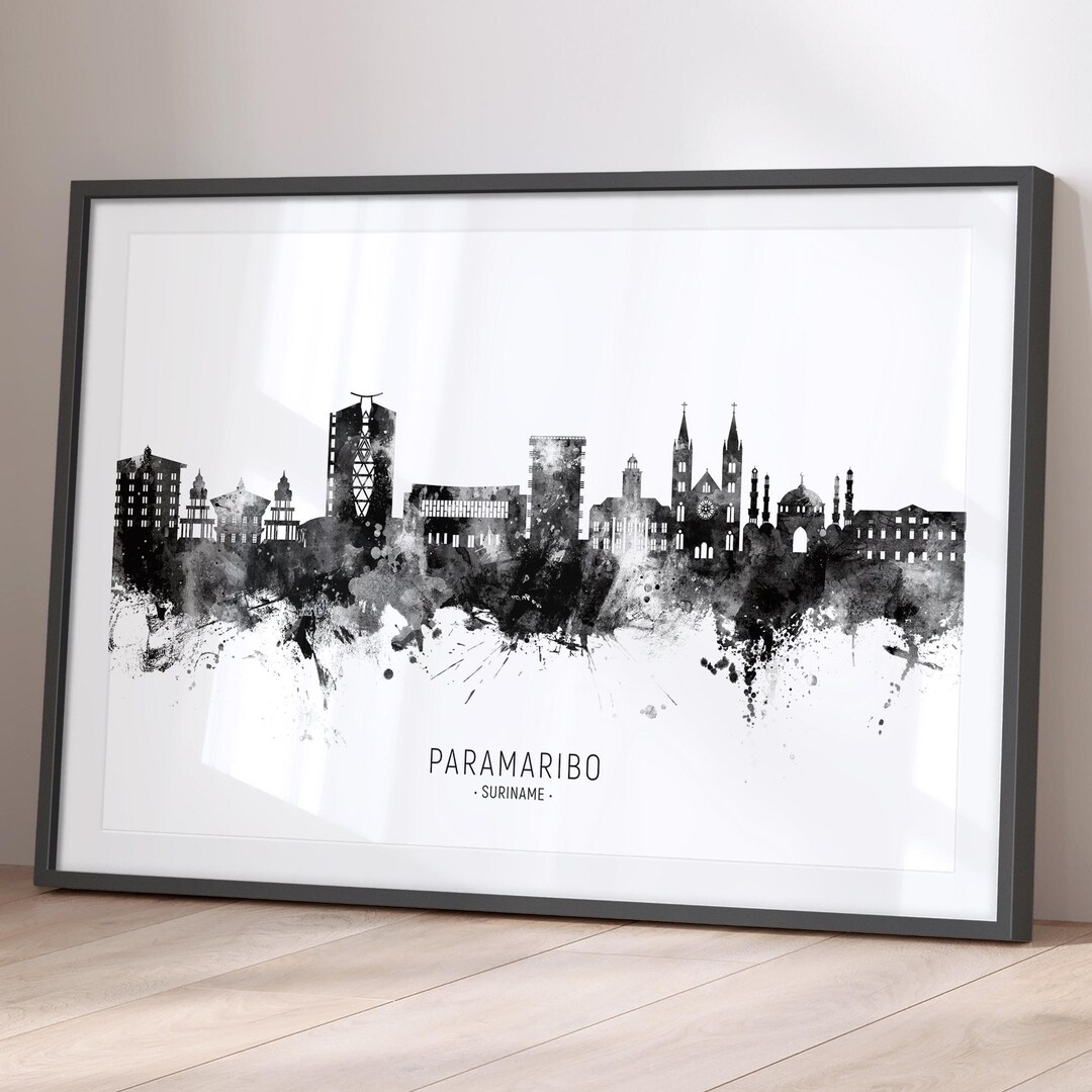 Paramaribo Skyline Suriname, Cityscape Painting Art Print Poster BX ...