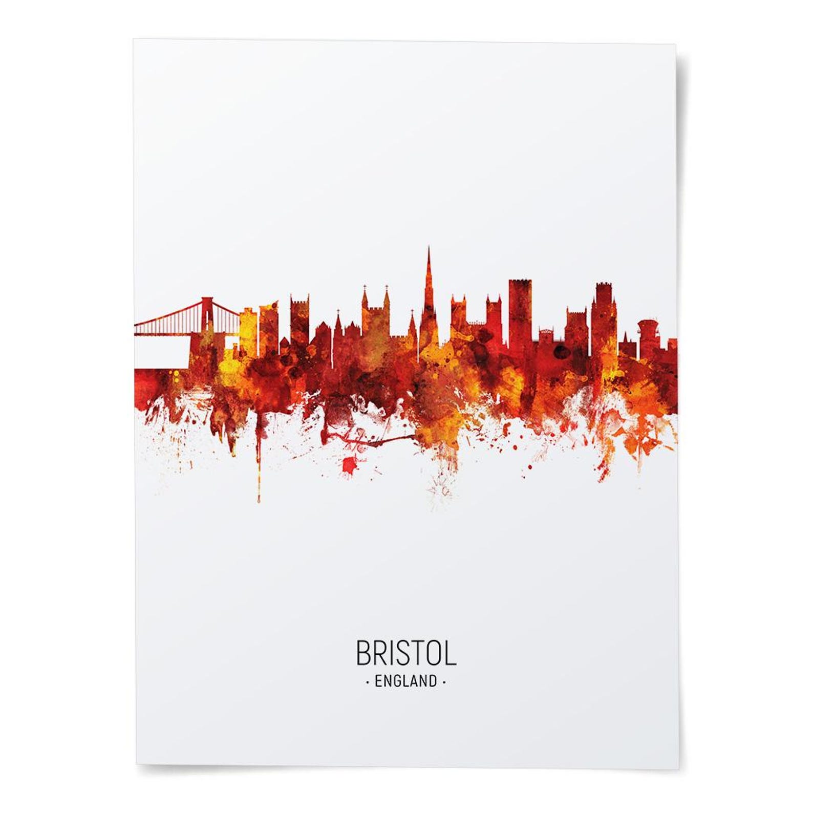 Bristol Skyline, Bristol England Cityscape Art Print Poster Portrait PX ...