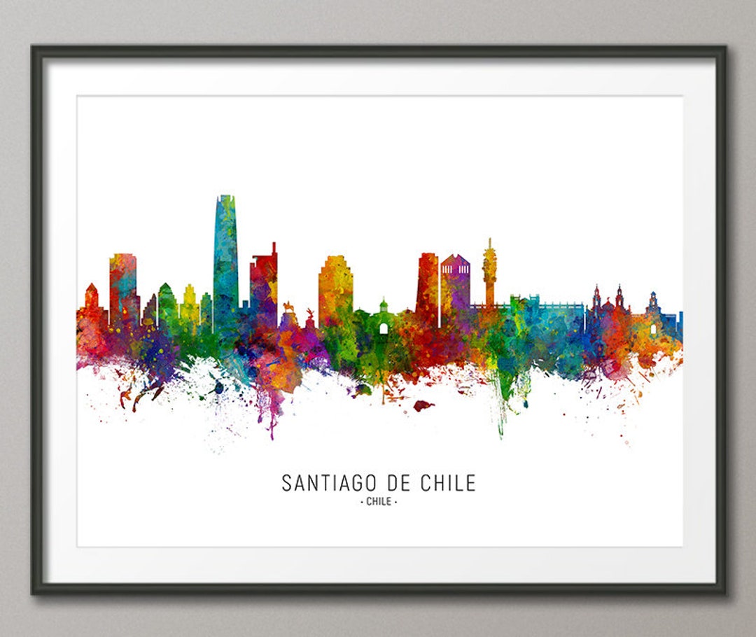 Santiago De Chile Skyline Chile, Cityscape Painting Art Print Poster CX ...