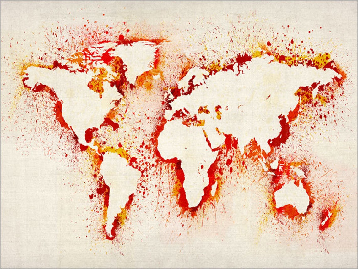 Map of the World Map Abstract Painting Art Print 183 - Etsy