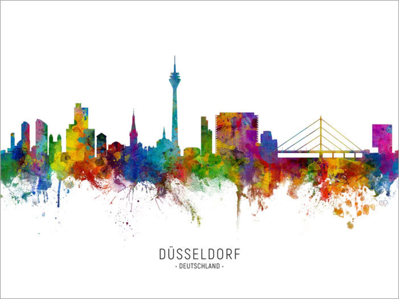 Düsseldorf Skyline Deutschland Dusseldorf Cityscape Painting - Etsy UK