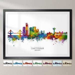 Chattogram Skyline Bangladesh, Chittagong Cityscape Painting Art Print ...