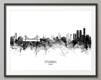 Istanbul Skyline, Istanbul Turkey Cityscape Art Print Poster 10504-4337 ...