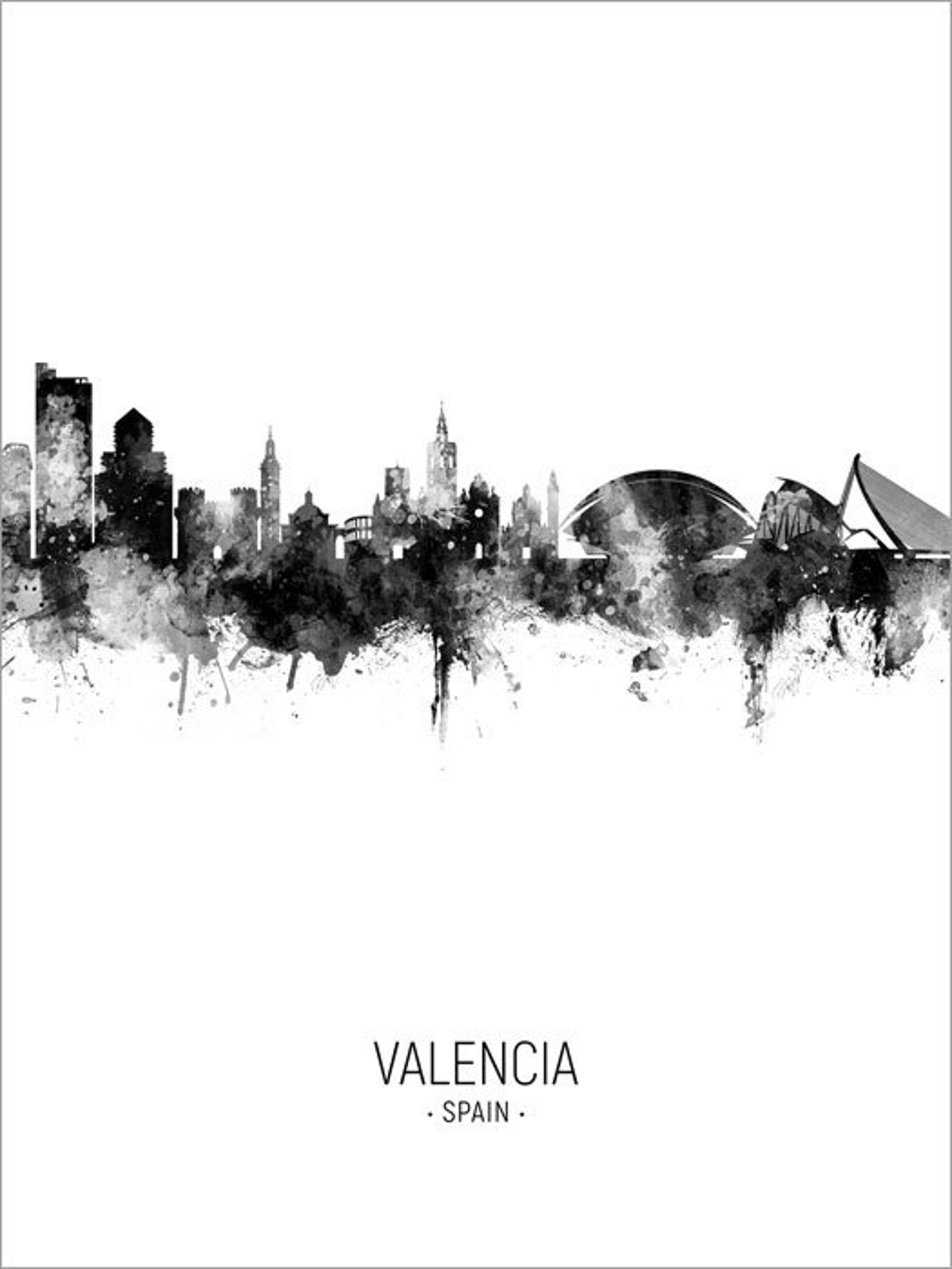 Valencia Skyline Valencia Spain Cityscape Art Print Poster | Etsy