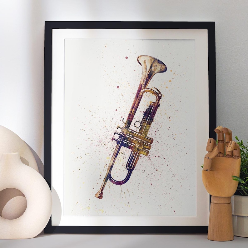 Trumpet, Abstract Watercolor Music Instrument - Art Print Poster (2000 ...
