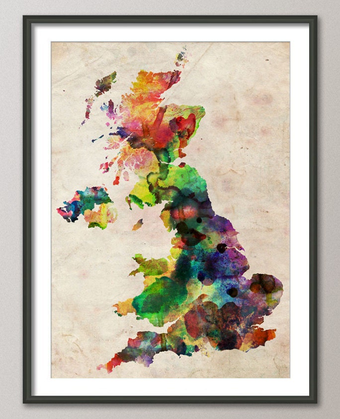 Great Britain UK Watercolor Map Art Print 239 - Etsy UK
