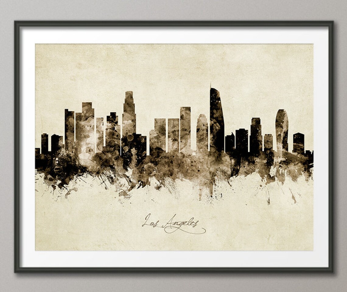 Los Angeles Skyline California Cityscape Art Print Poster | Etsy