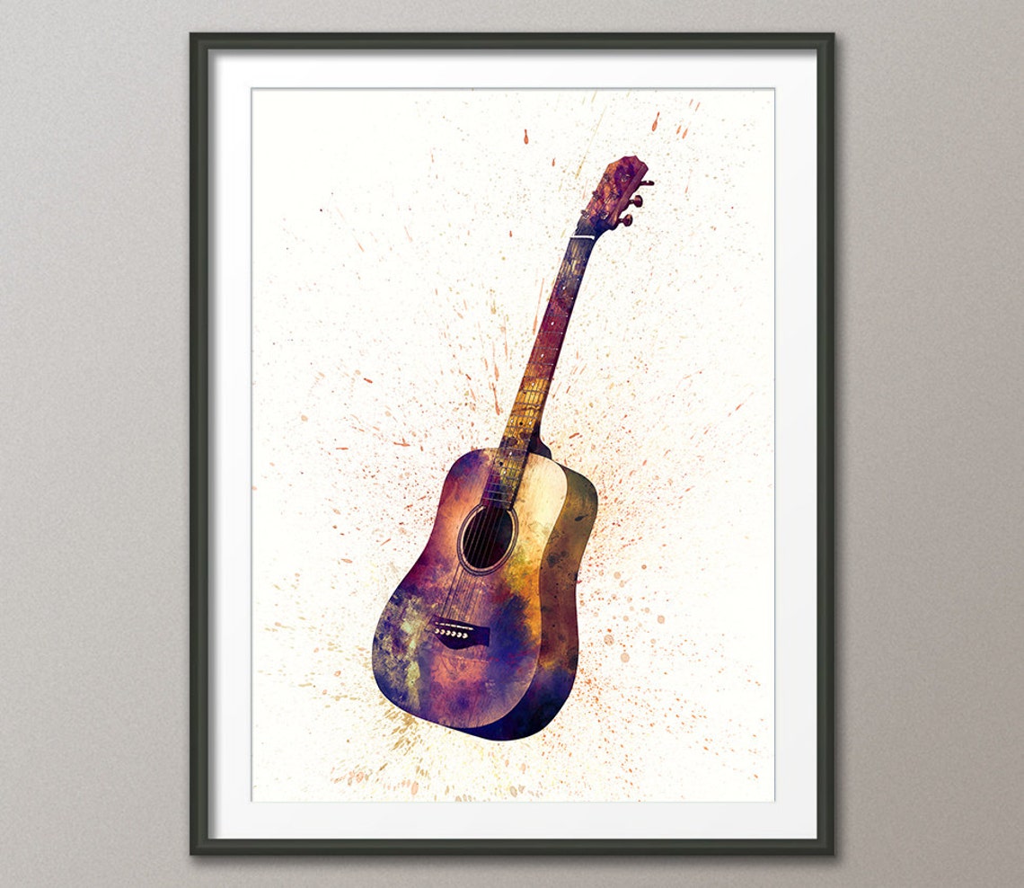 Acoustic Guitar Abstract Watercolor Music Instrument Art - Etsy