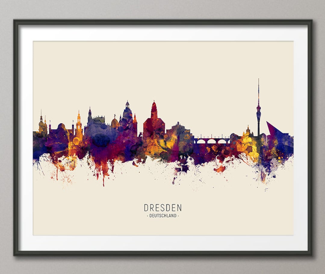 Dresden Skyline Deutschland, Cityscape Painting Art Print Poster LS ...