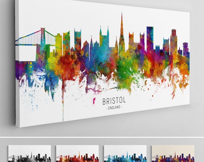 Bristol Skyline Art Print, Bristol Cityscape, Hand-drawn Black and ...