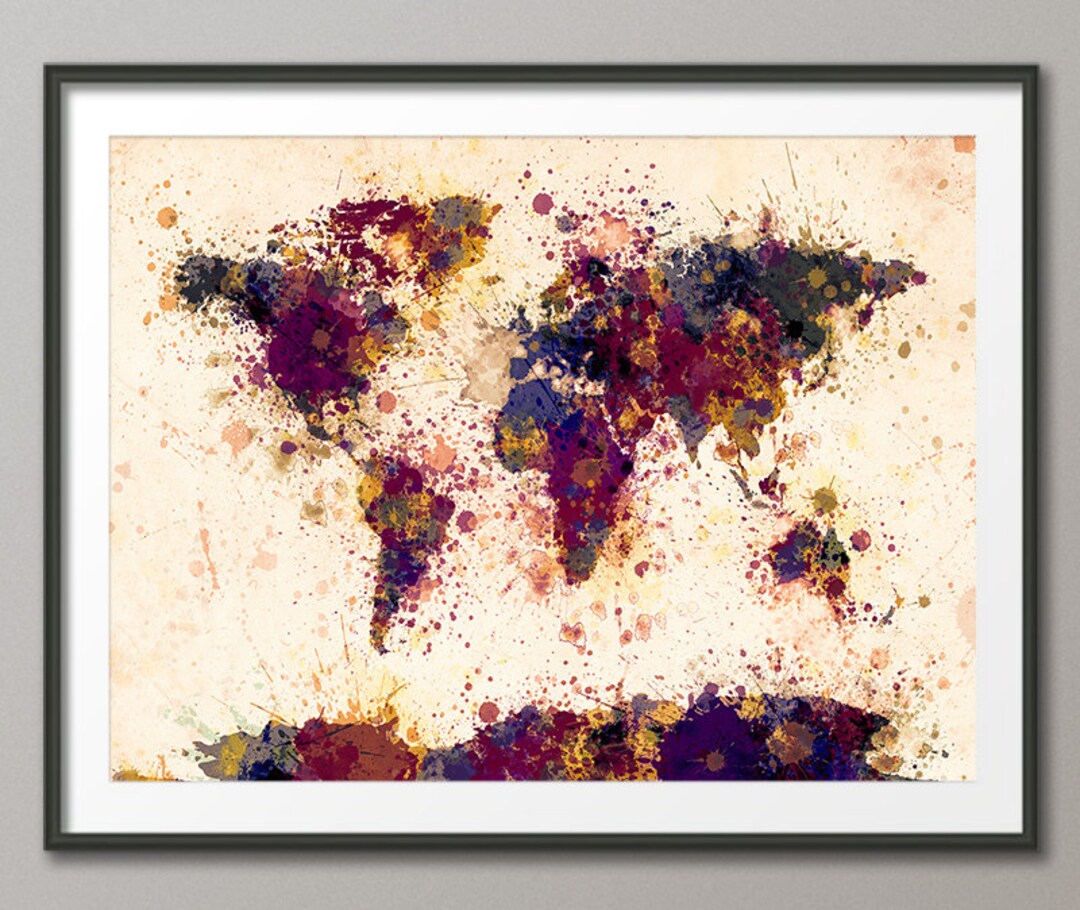 Paint Splashes Map of the World Map, Art Print 1712 - Etsy UK