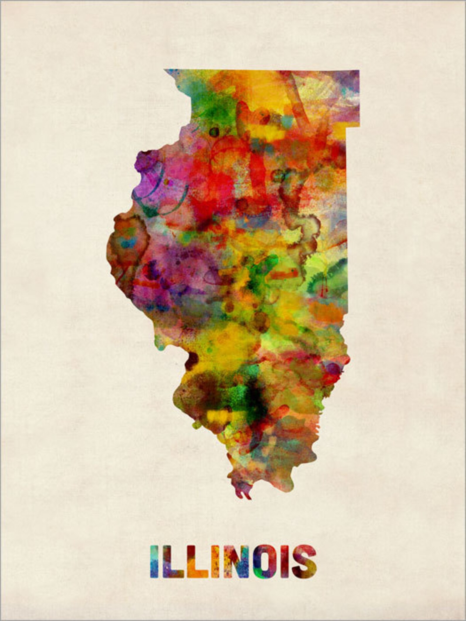 Illinois Watercolor Map USA Art Print 388 - Etsy