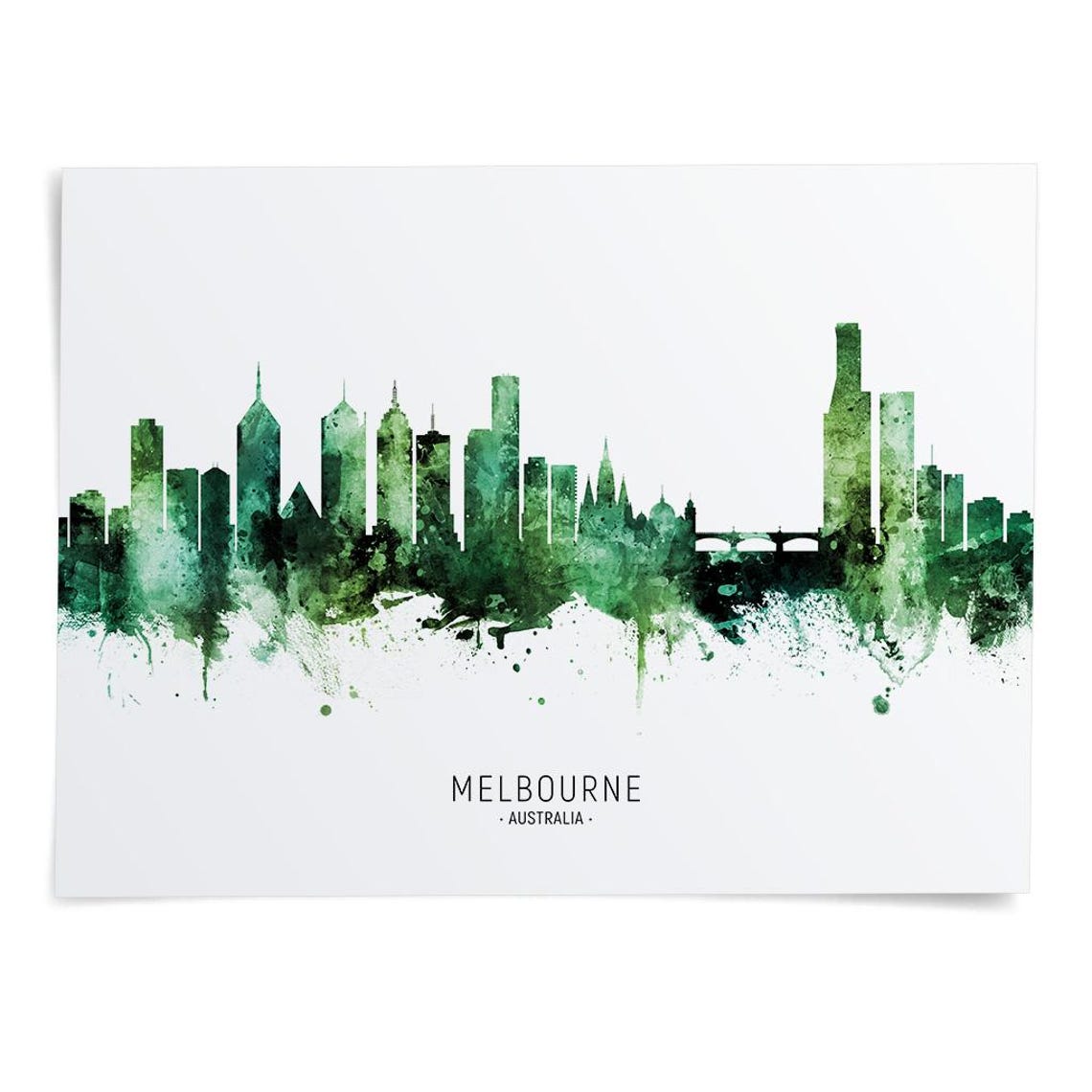 Melbourne Skyline Australia, Cityscape Painting Art Print Poster BX ...