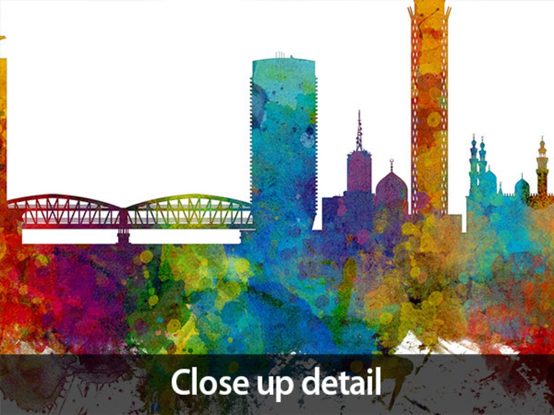 Cairo Skyline Egypt Cityscape Painting Art Print Poster CX | Etsy