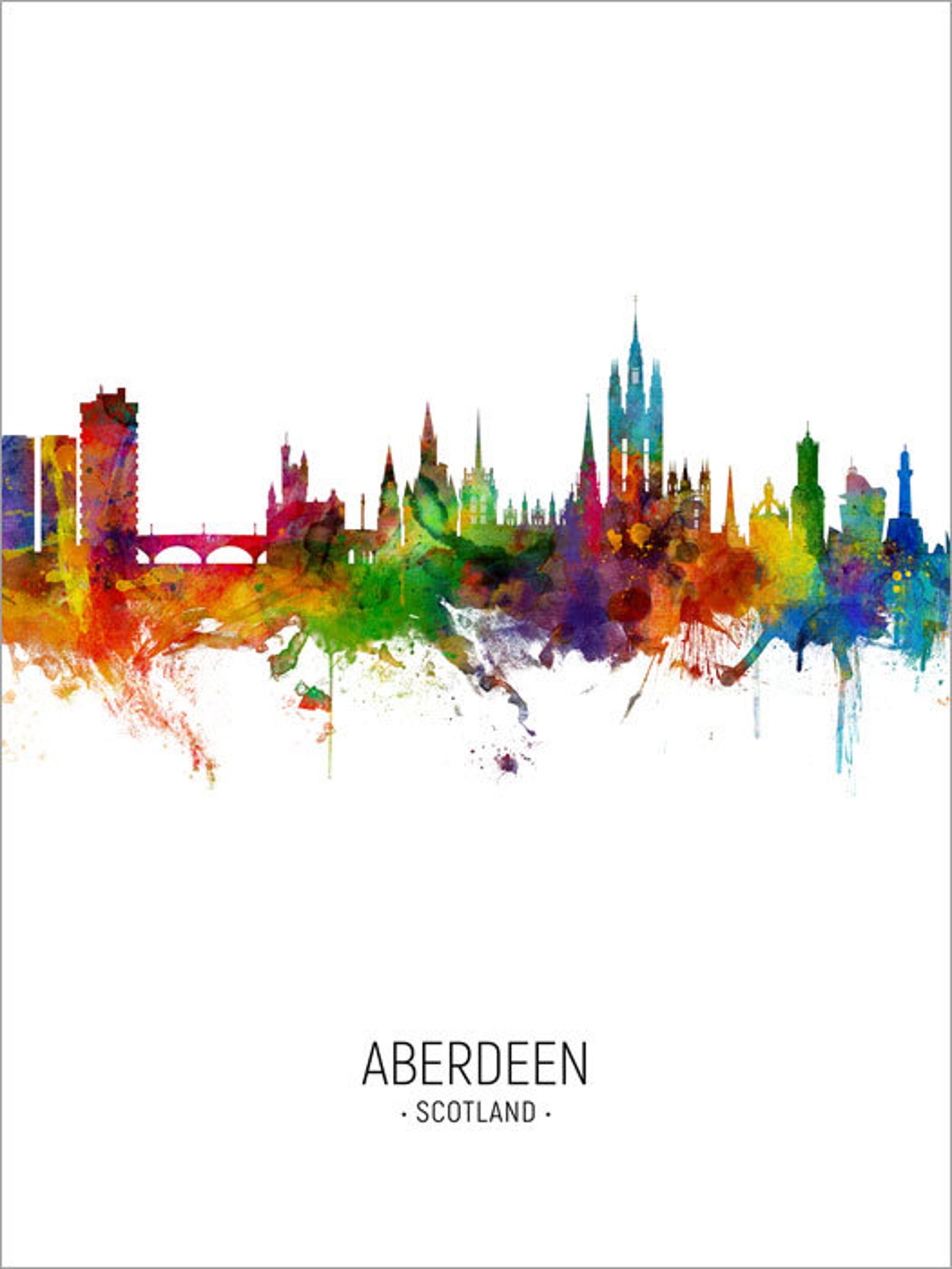 Aberdeen Skyline Aberdeen Scotland Cityscape Art Print Poster - Etsy