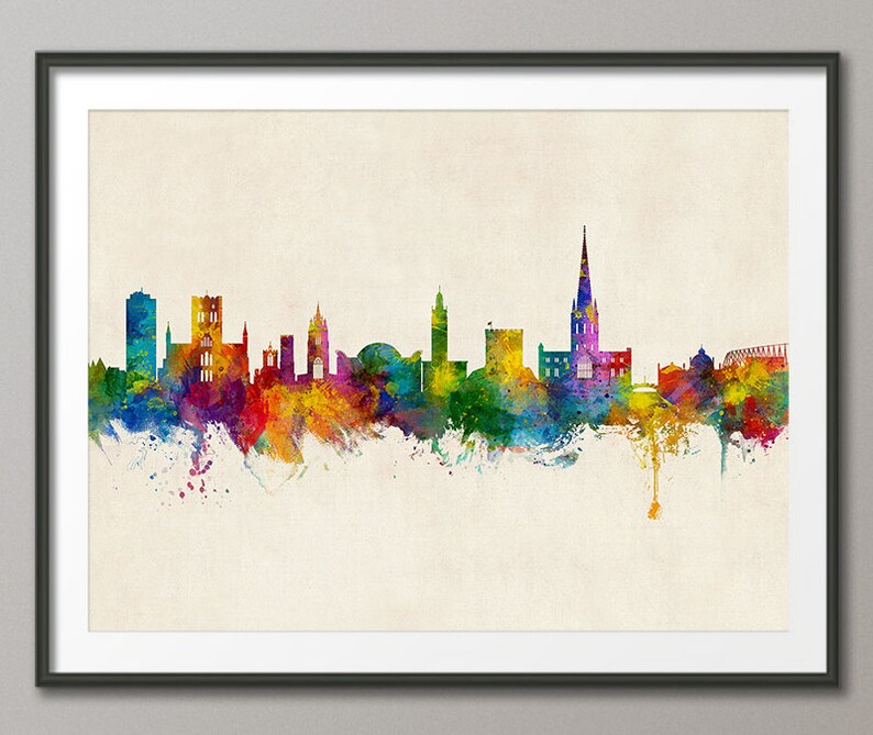 Norwich Skyline, Norwich England Cityscape Art Print (15924) - Etsy