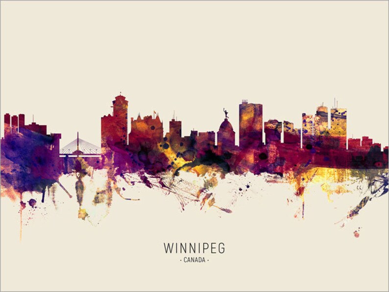 Winnipeg Skyline Canada Cityscape Painting Art Print Poster - Etsy UK