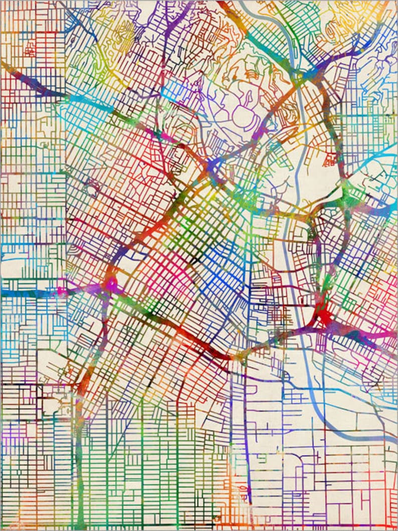 Los Angeles Map Downtown Los Angeles California City Street - Etsy