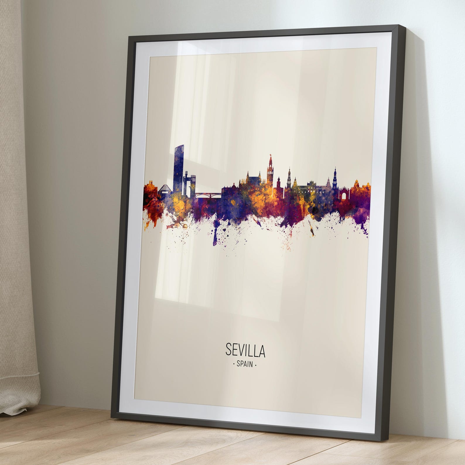 Sevilla Skyline, Spain Cityscape Art Print Poster Portrait - PX (6445 ...