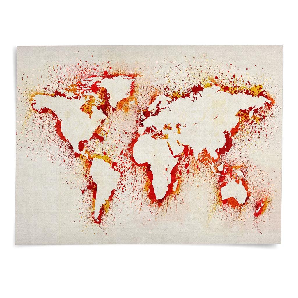 Map of the World Map Abstract Painting, Art Print WM (183) - Etsy UK