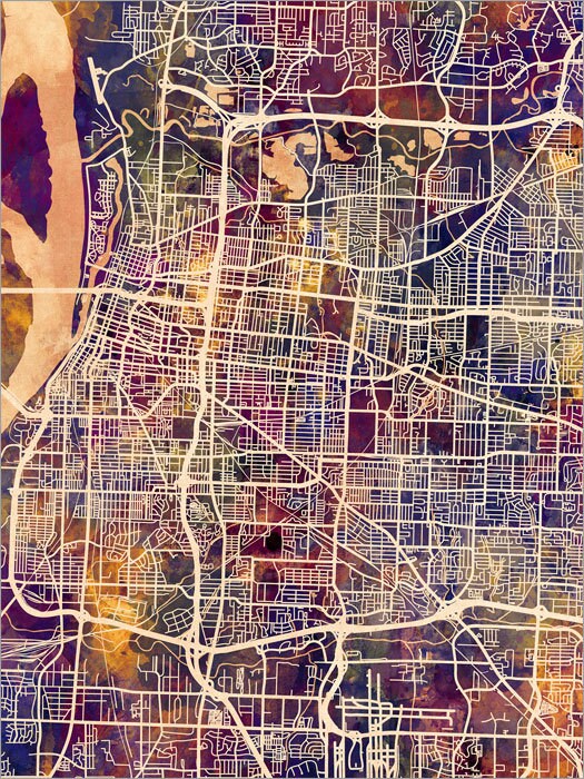 Memphis Map Memphis Tennessee Watercolor Map Painting Art - Etsy