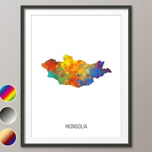 Mongolia Map Watercolour Art Print Poster Colour Black - Etsy
