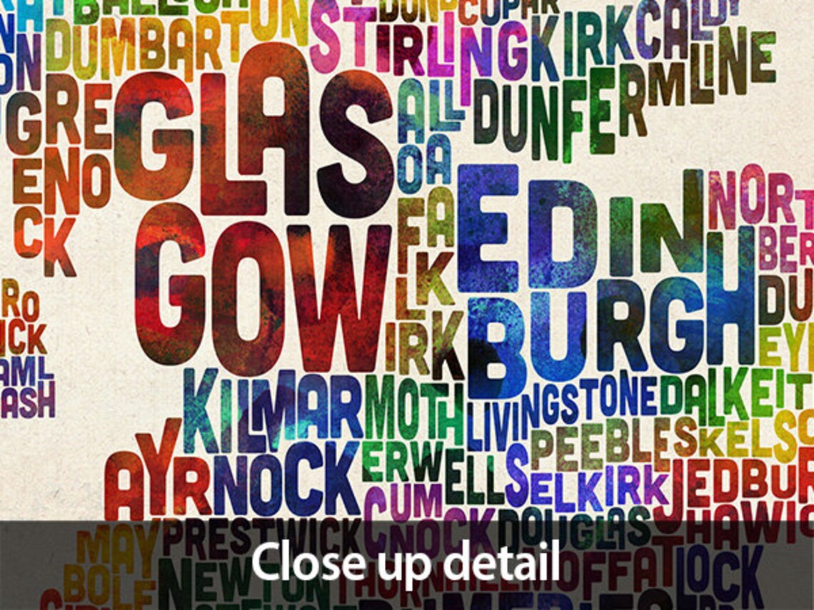 Scotland Typography Text Map Art Print 1483 - Etsy