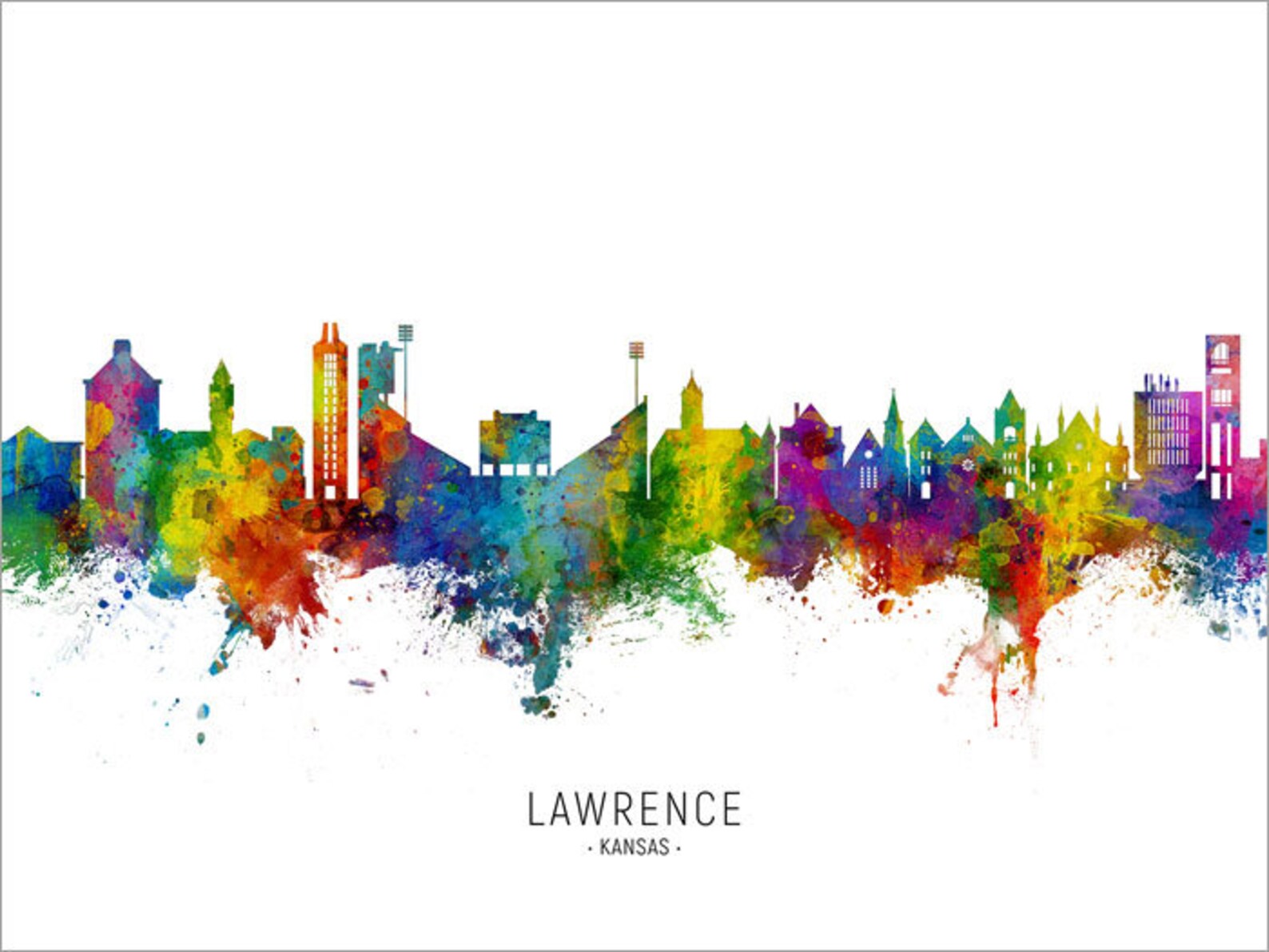 Lawrence Skyline Kansas Cityscape Painting Art Print Poster - Etsy