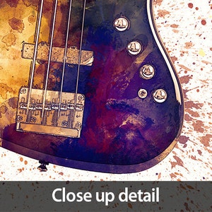 Electric Bass Guitar, Abstract Watercolor Music Instrument Art Print ...