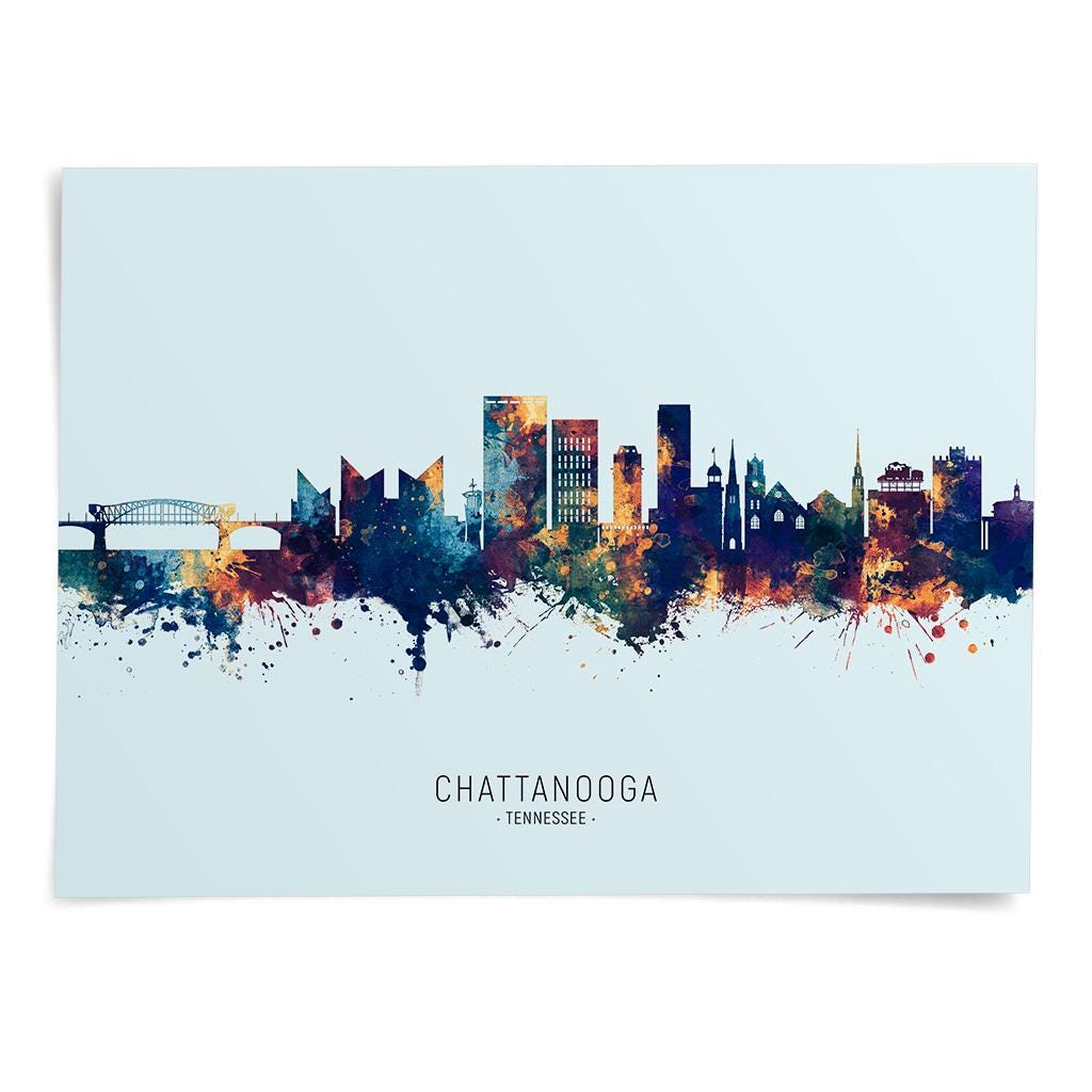 Chattanooga Skyline Tennessee, Cityscape Painting Art Print Poster CX ...