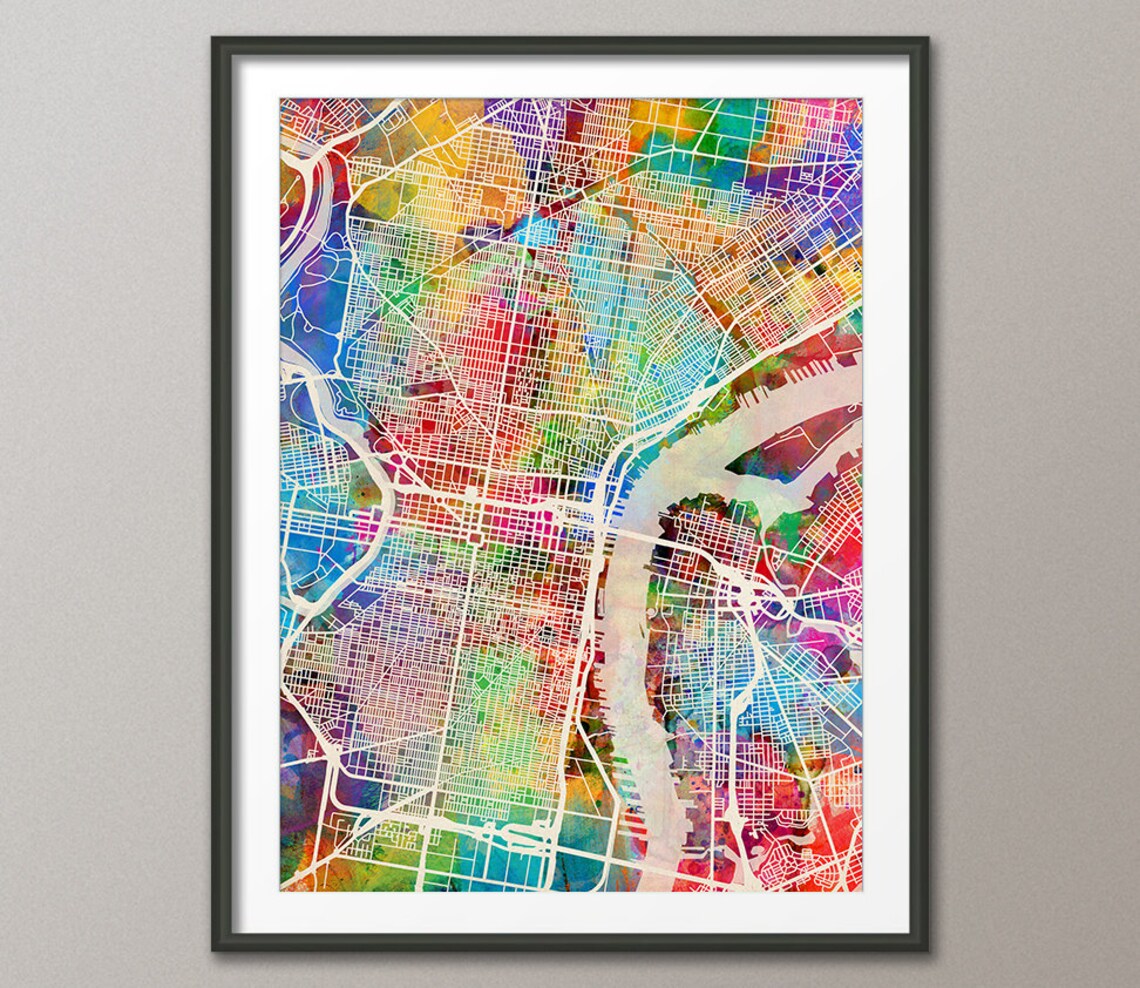 Philadelphia Map Pennsylvania Art Print 1338 | Etsy