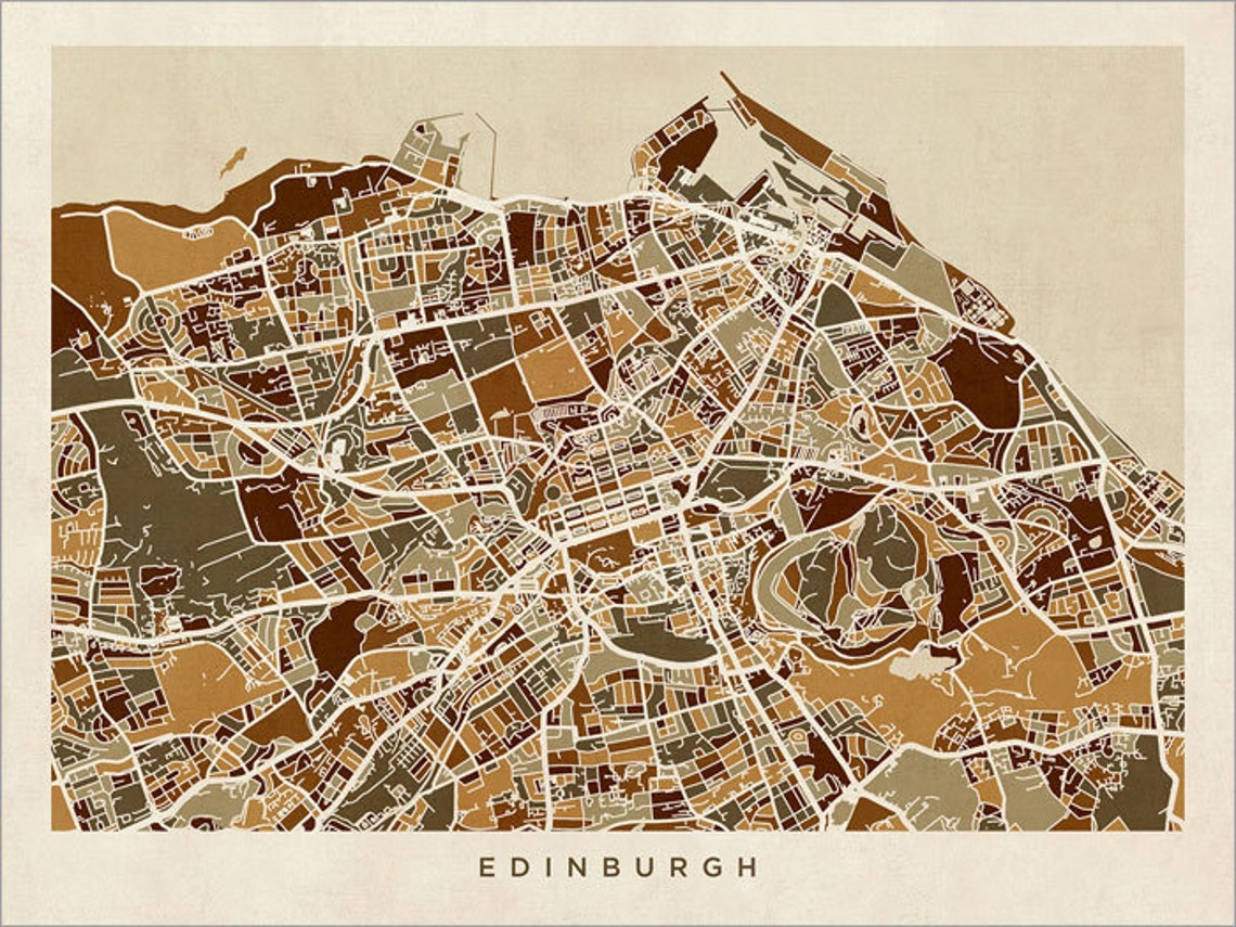 Edinburgh Map Scotland Edinburgh City Street Map Art Print | Etsy