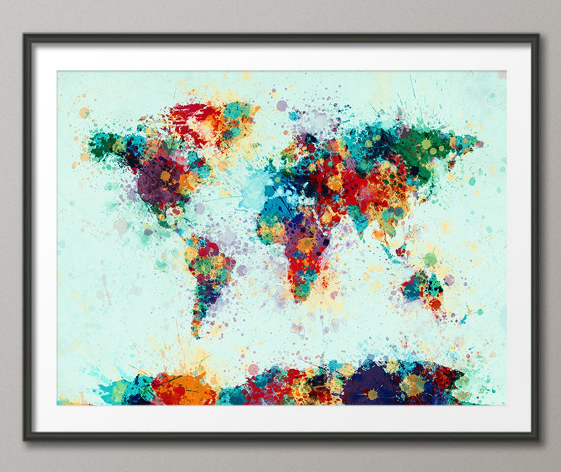 Paint Splashes Map of the World Map, Art Print WM (1711) - Etsy