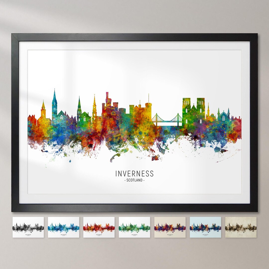 Inverness Skyline Scotland, Cityscape Painting Art Print Poster CX ...