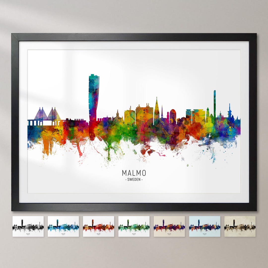 Malmo Skyline Sweden, Cityscape Painting Art Print Poster CX (6715) - Etsy