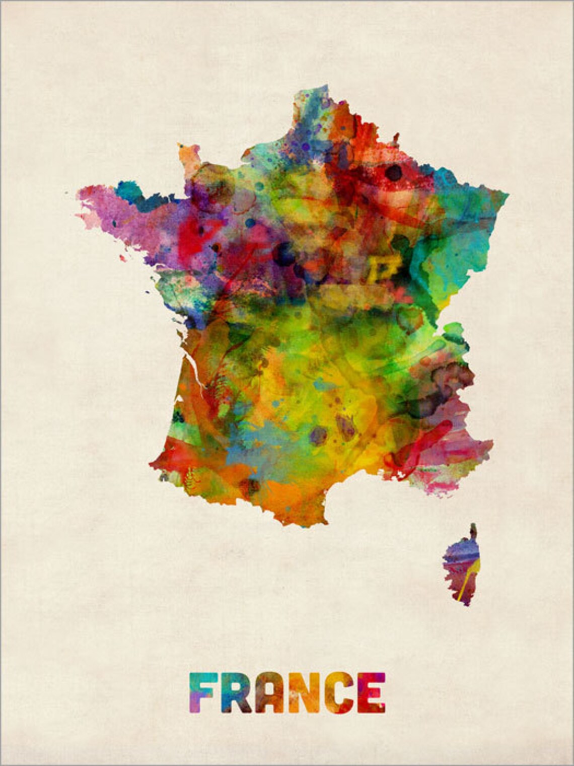 France Watercolor Map Art Print 474 - Etsy UK