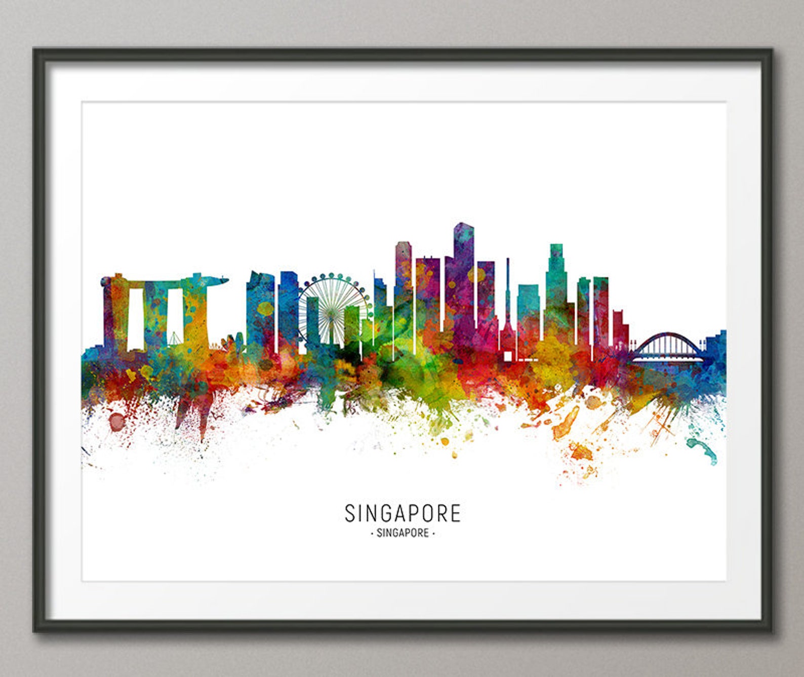 Singapore Skyline Singapore Cityscape Painting Art Print - Etsy UK