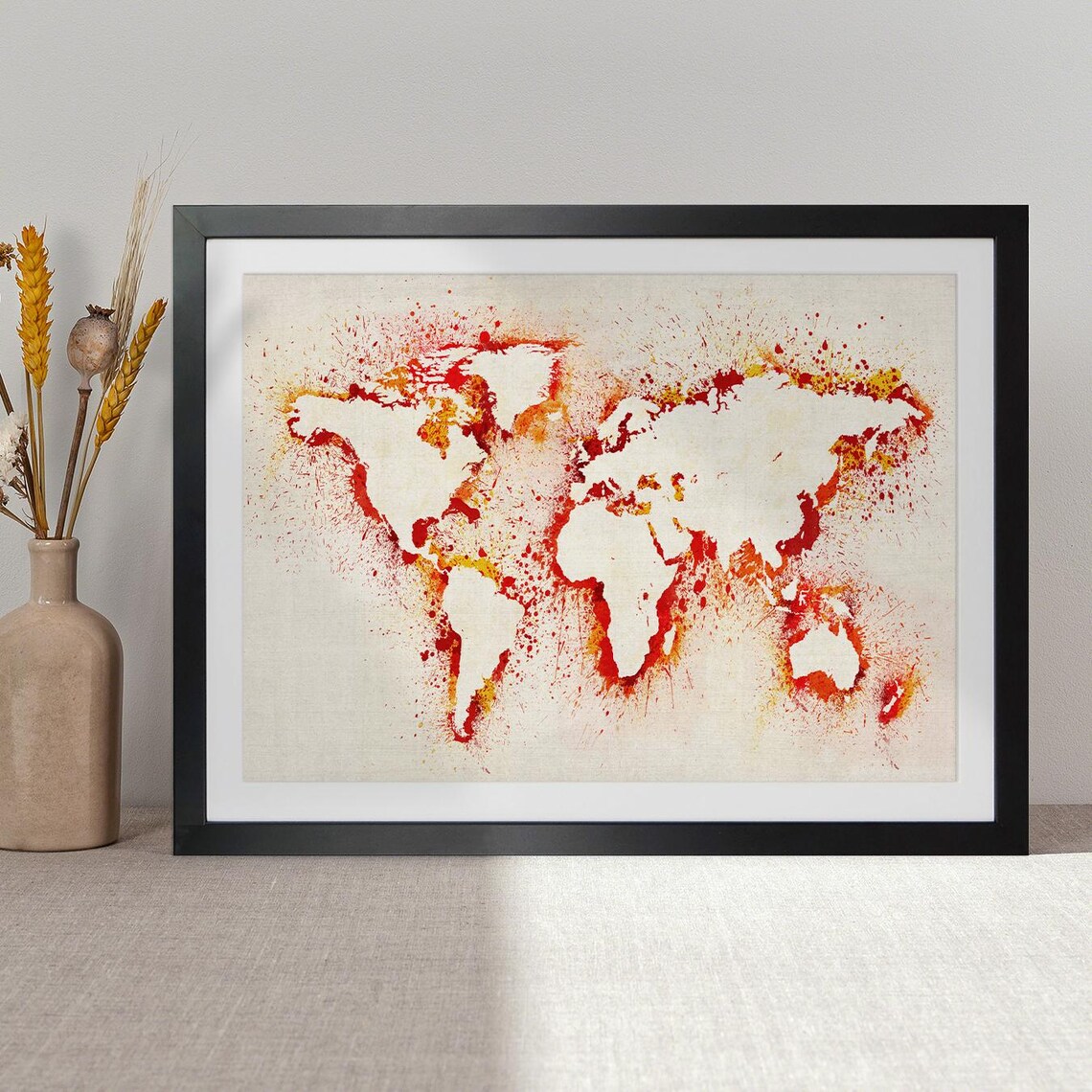 Map of the World Map Abstract Painting, Art Print WM (183) - Etsy