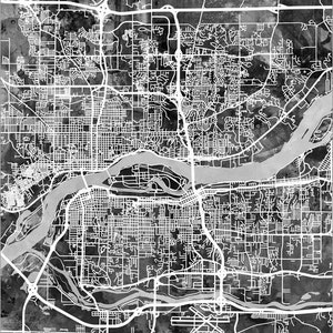 Quad Cities Map, Davenport, Bettendorf, Rock Island, Moline, Art Print ...