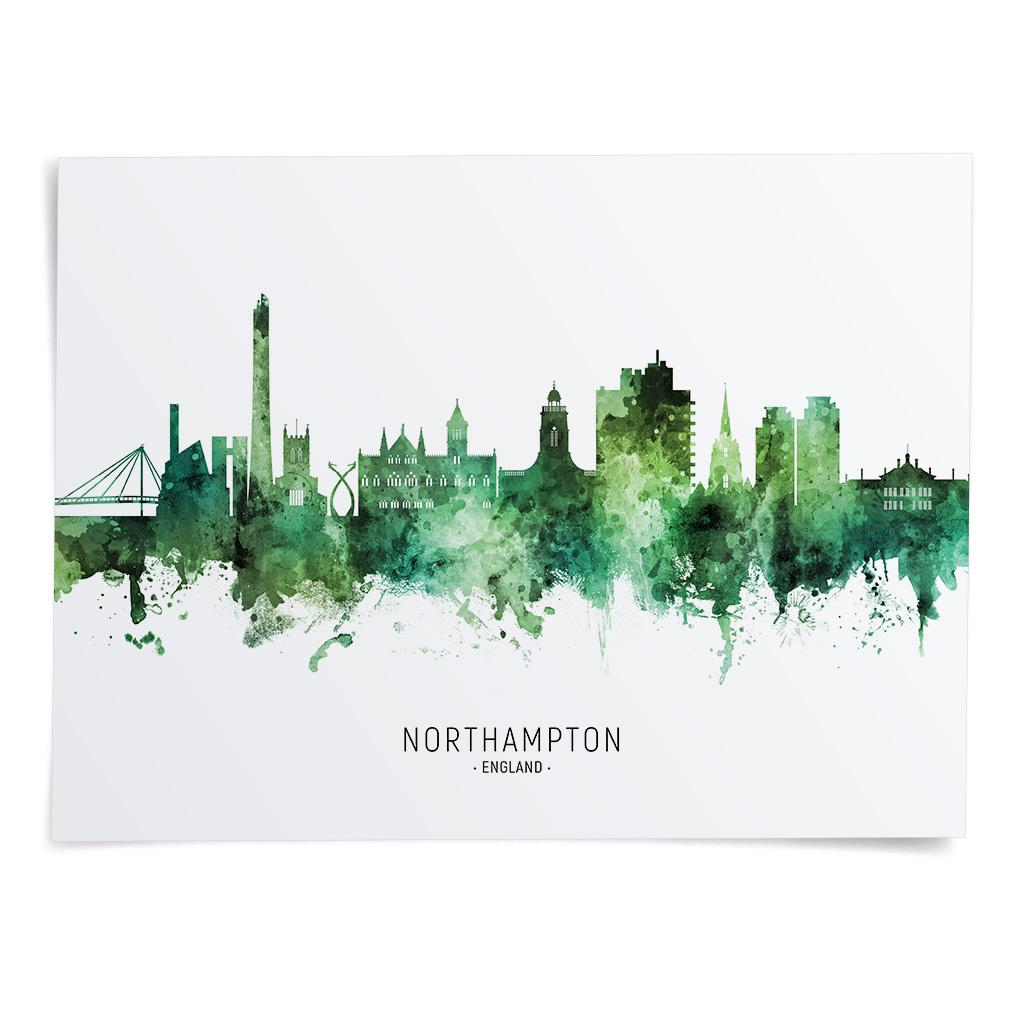 Northampton Skyline England, Cityscape Painting Art Print Poster CX ...