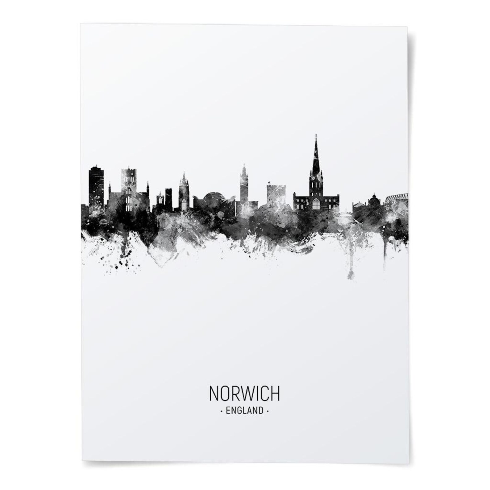 Norwich Skyline, Norwich England Cityscape Art Print Poster Portrait PX ...